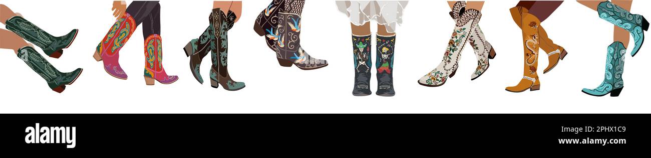 Set of Legs in western cowboy boots vector Stock Vector Image & Art - Alamy