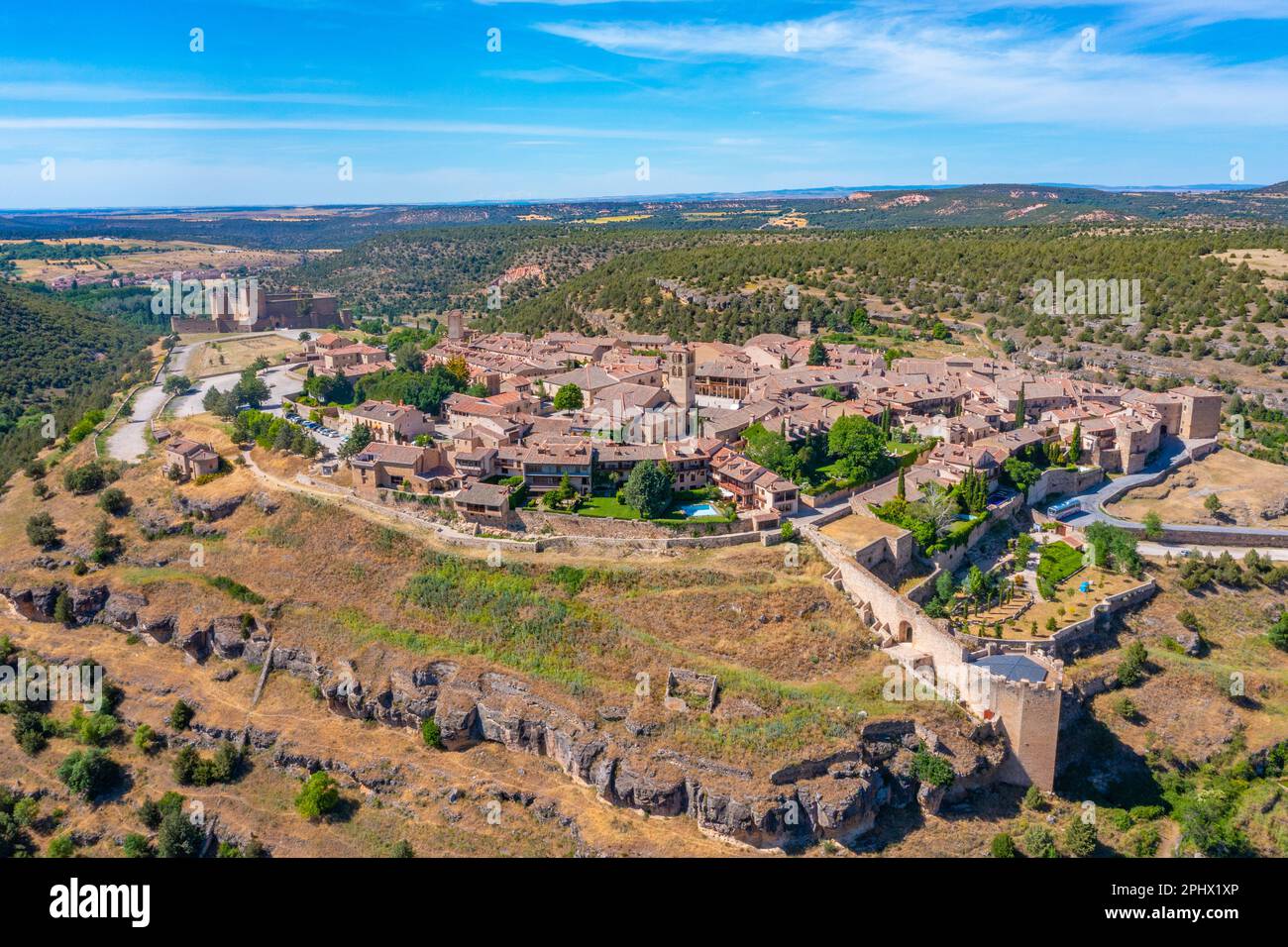 Panorama of Spanish village Pedraza Stock Photo - Alamy