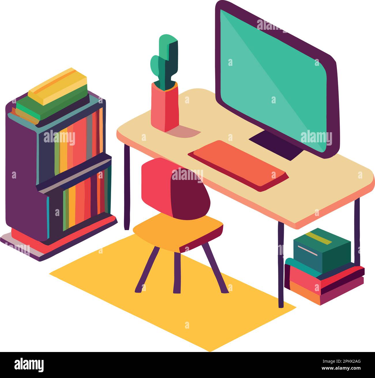 Modern student desk with computer and books Stock Vector Image & Art ...
