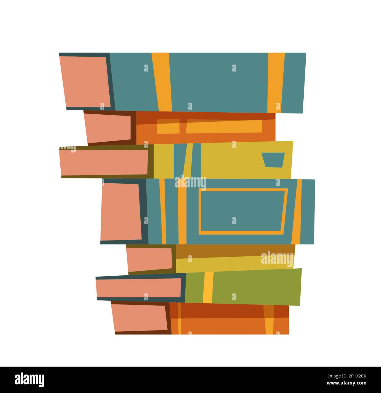 Books stack isolated on white background. Colorful volumes pile for library archive, learning or ...