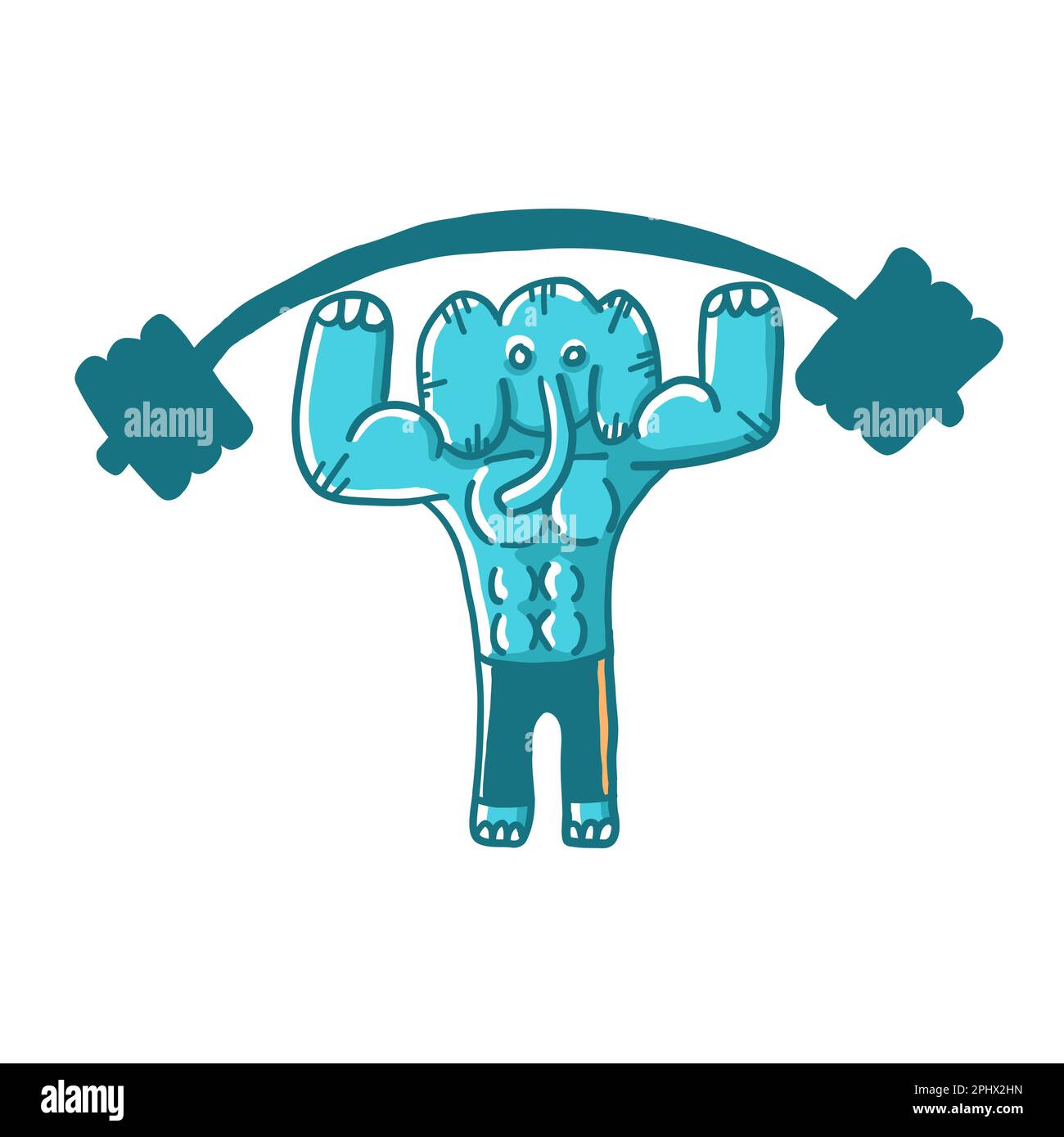Training elephant with a barbell. Vector illustrations in cartoon flat ...