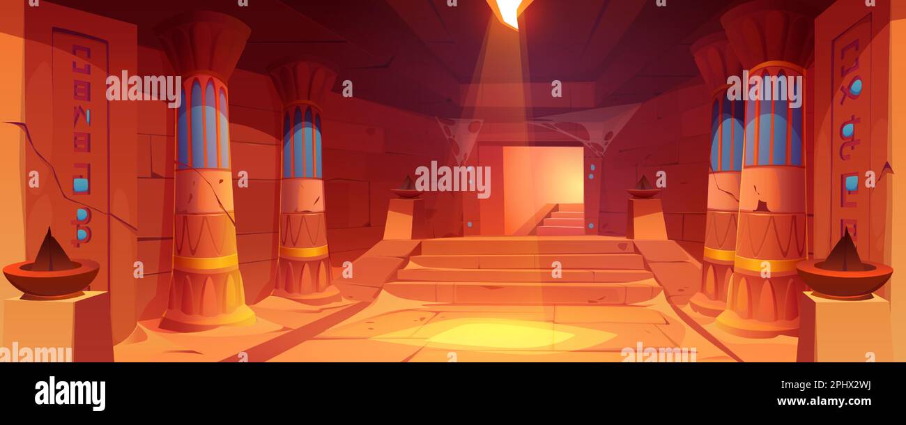 Cartoon Egyptian Palace Abandoned Egypt Corridor In Castle With Stairs