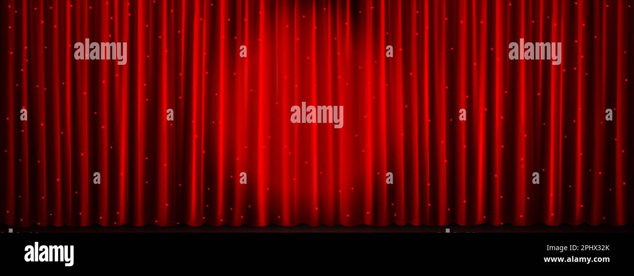 Red theater curtain background with spotlight. Light on luxury closed ...