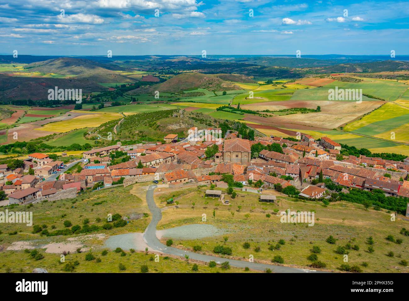 Aerial view of Spanish town Atienza Stock Photo - Alamy