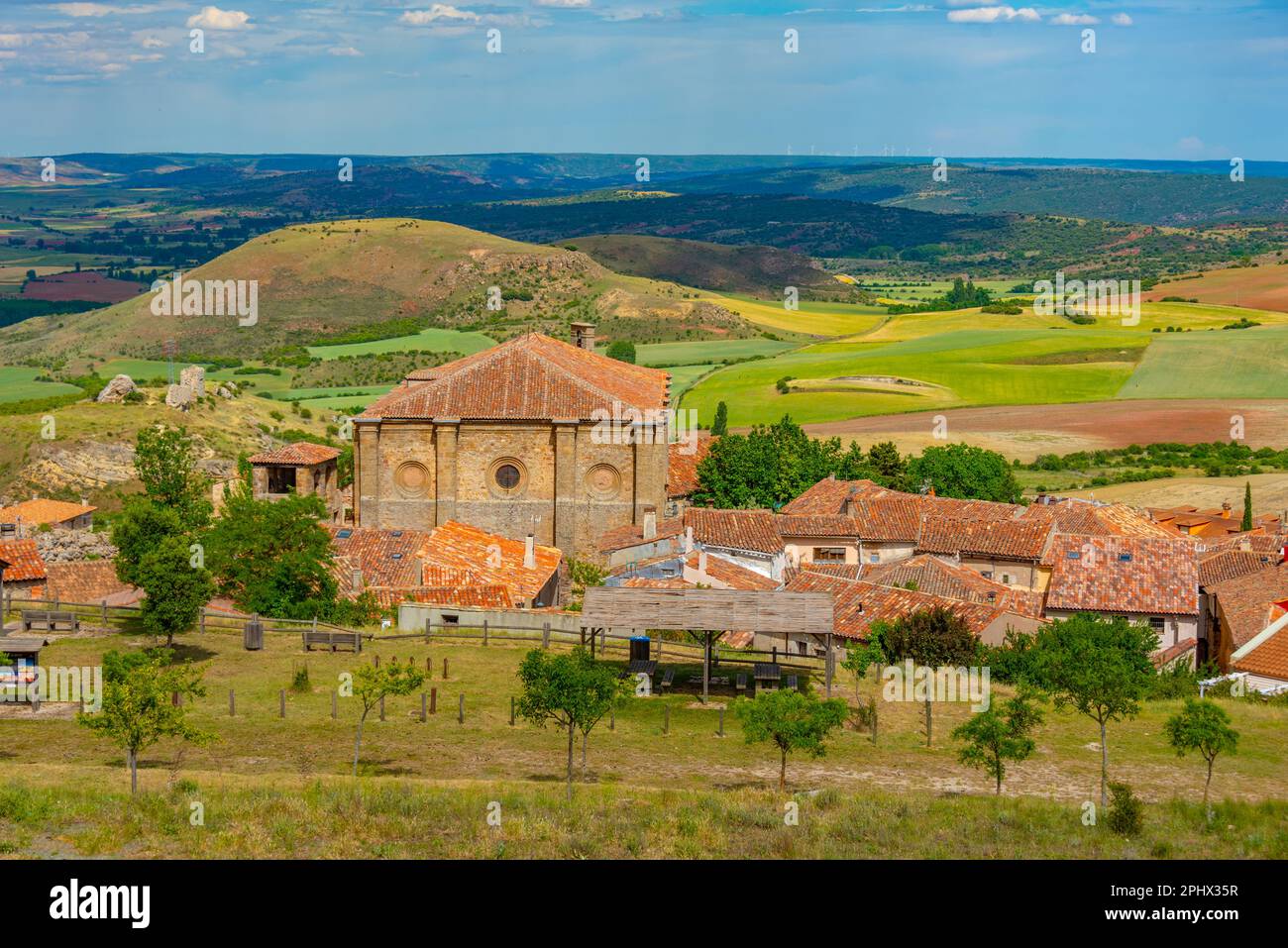 Aerial view of Spanish town Atienza Stock Photo - Alamy