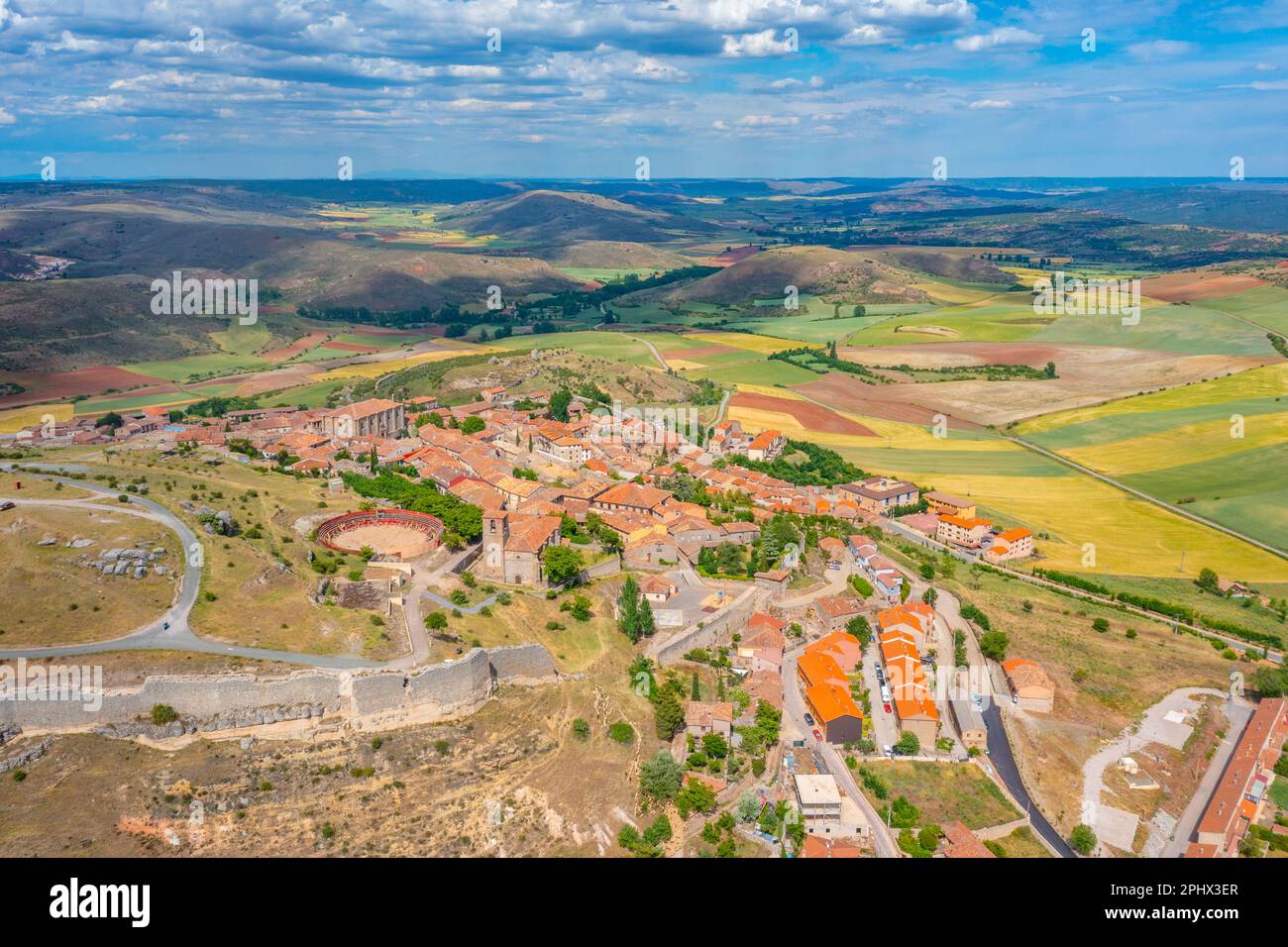 Aerial view of Spanish town Atienza Stock Photo - Alamy