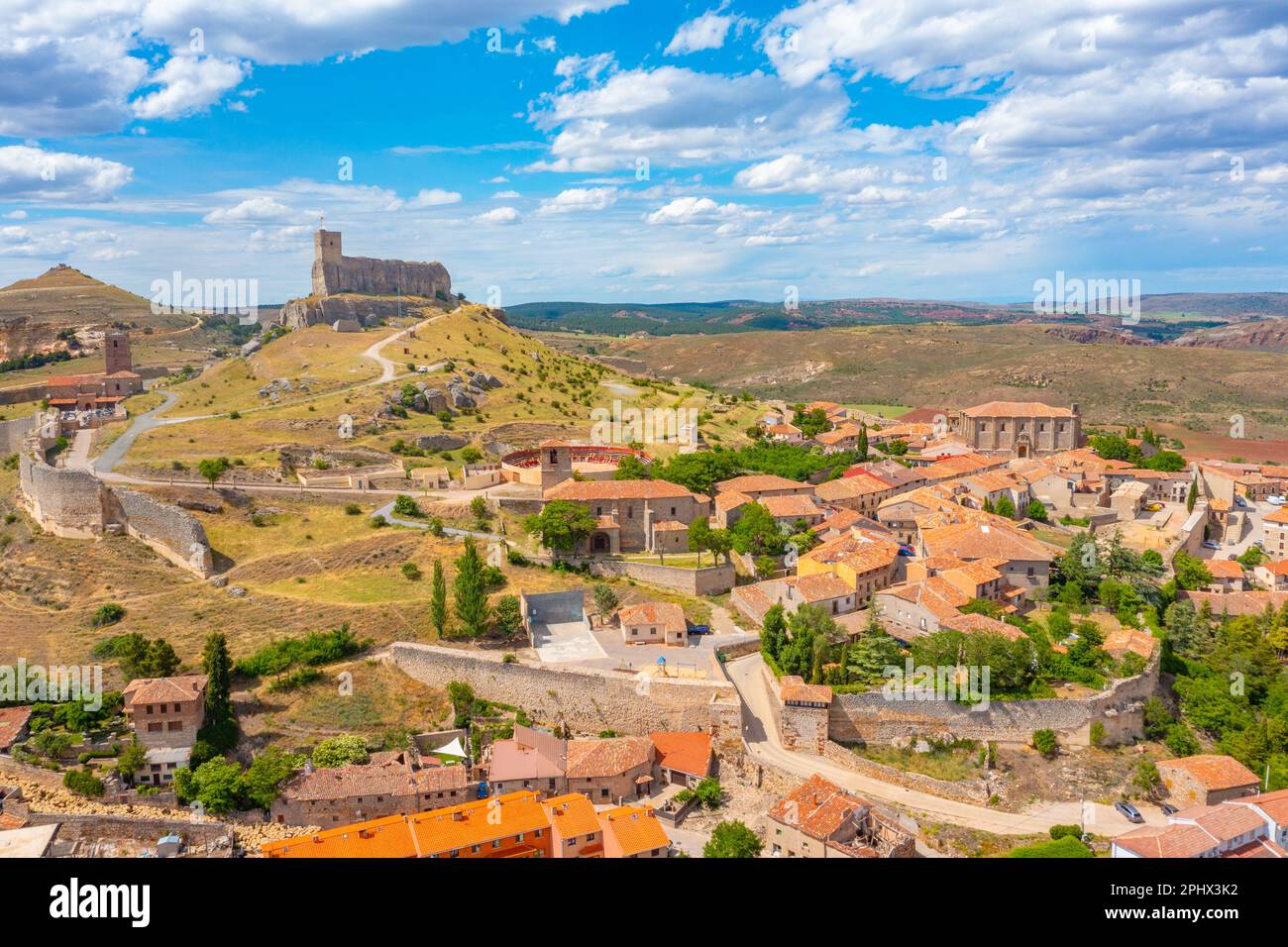 Aerial view of Spanish town Atienza Stock Photo - Alamy