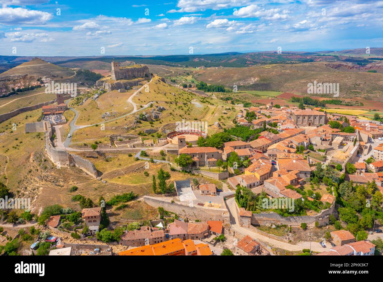 Aerial view of Spanish town Atienza Stock Photo - Alamy