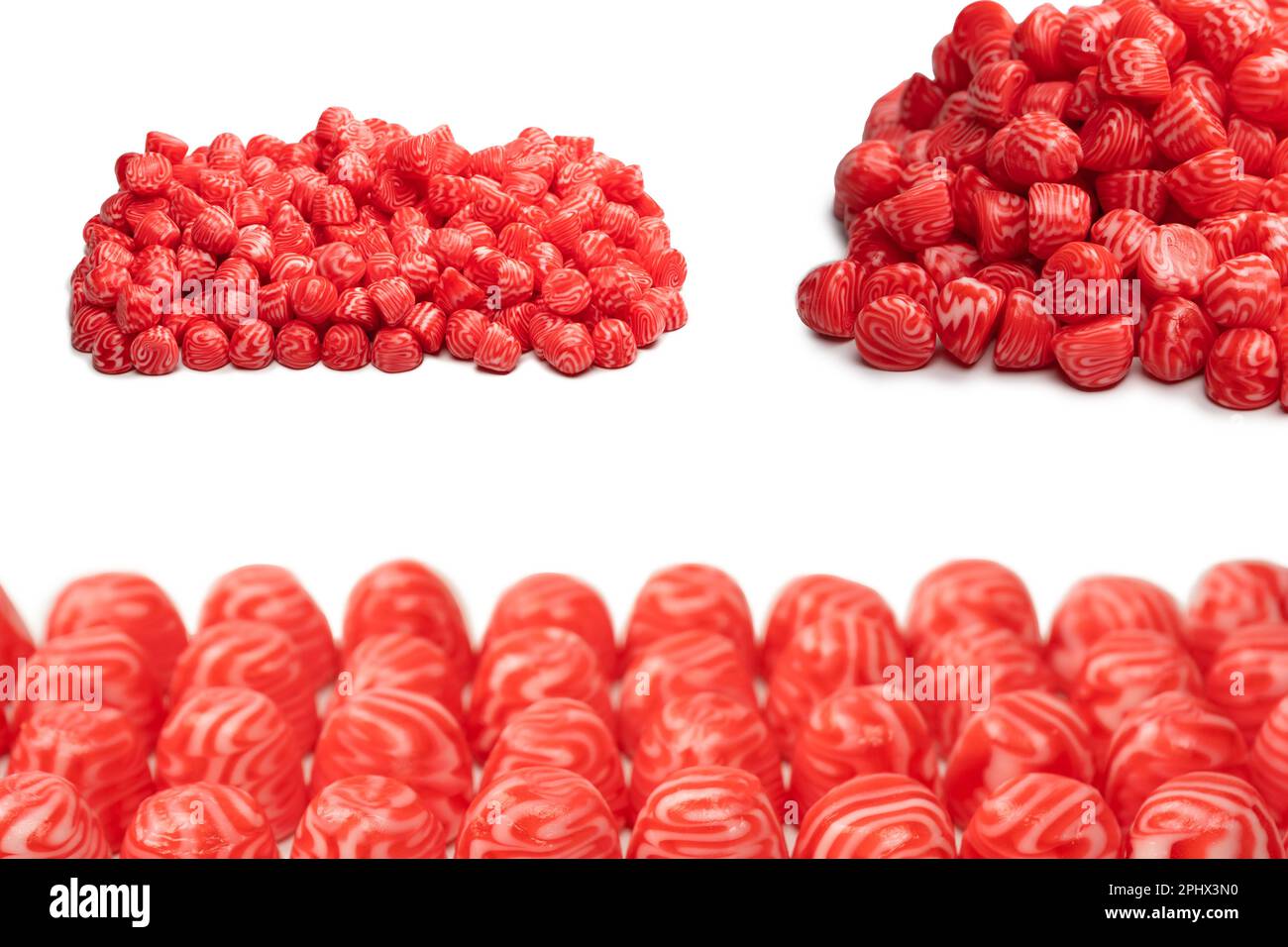 Red round tasty gummy candies islolated on a white background Stock ...