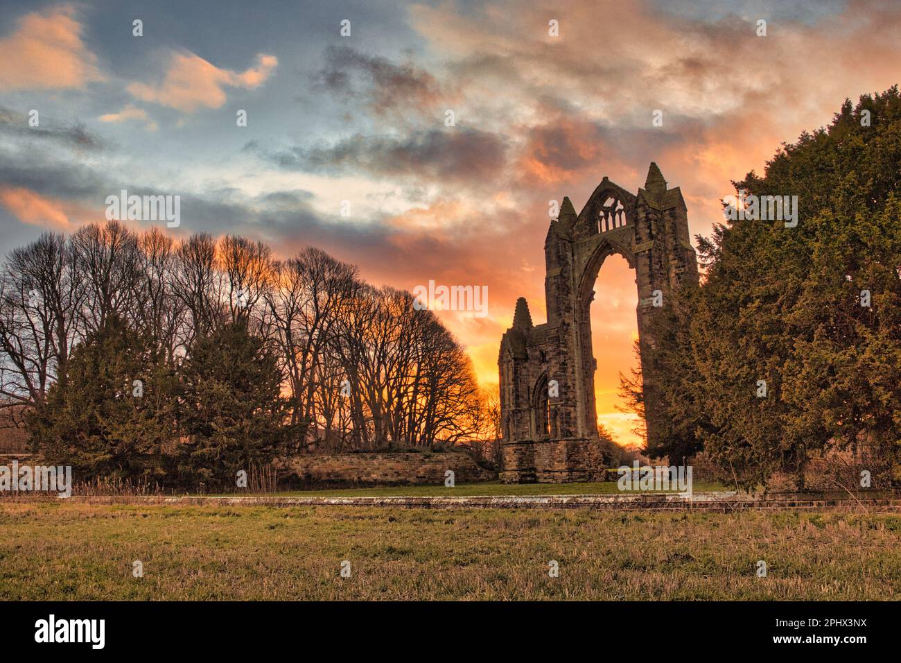 Guisborough Priory in golden light Stock Photo - Alamy