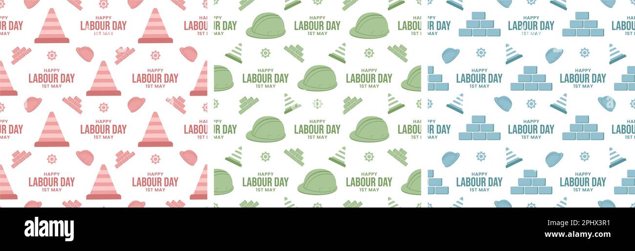Set of Happy Labor Day Seamless Pattern Design Illustration with ...
