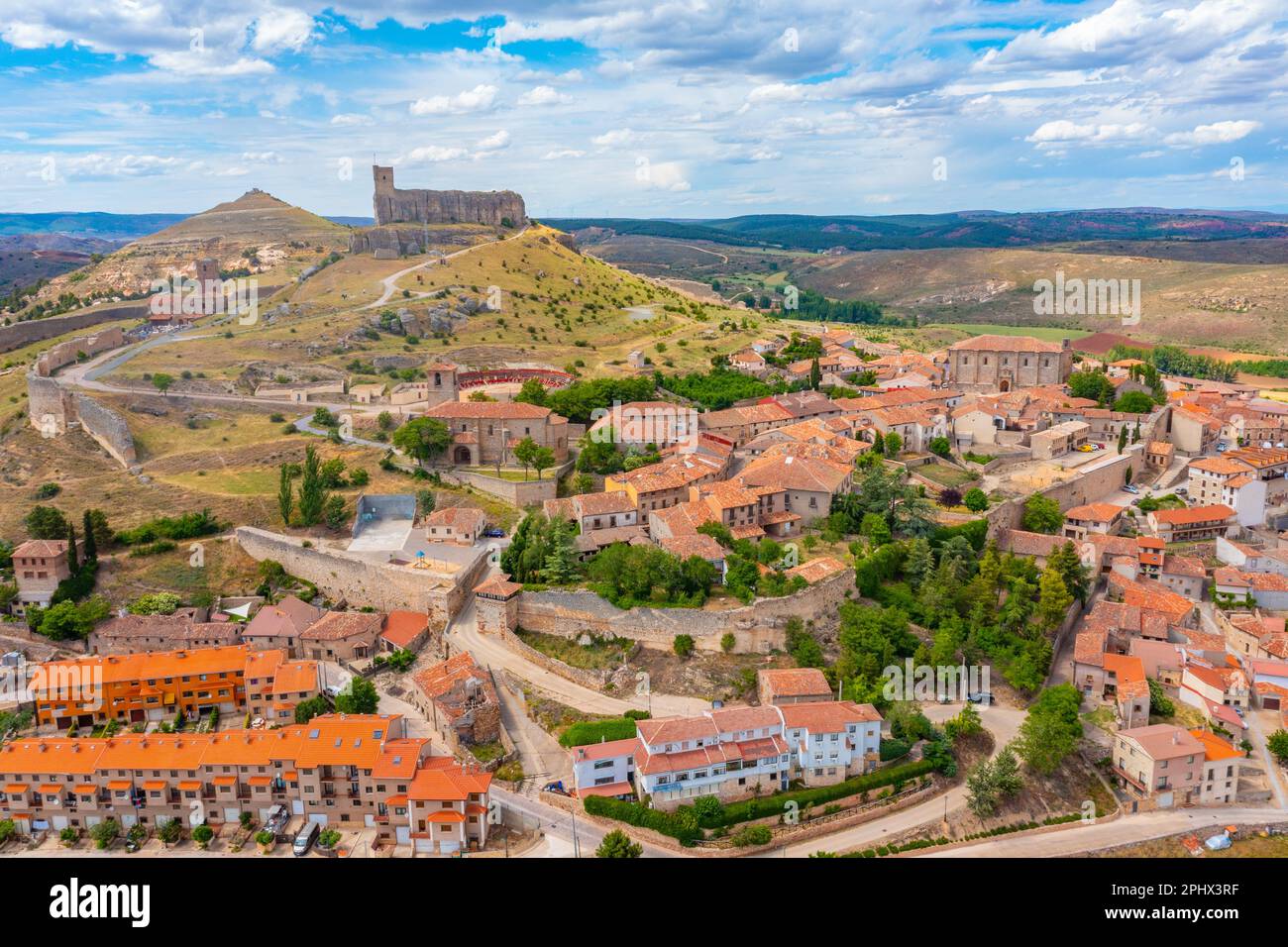 Aerial view of Spanish town Atienza Stock Photo - Alamy