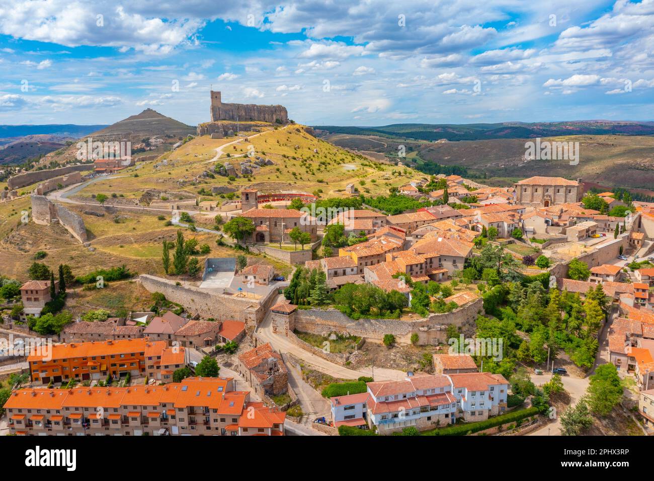 Aerial view of Spanish town Atienza Stock Photo - Alamy
