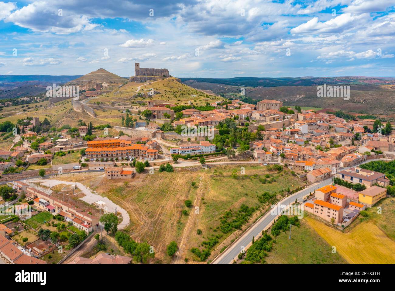 Aerial view of Spanish town Atienza Stock Photo - Alamy