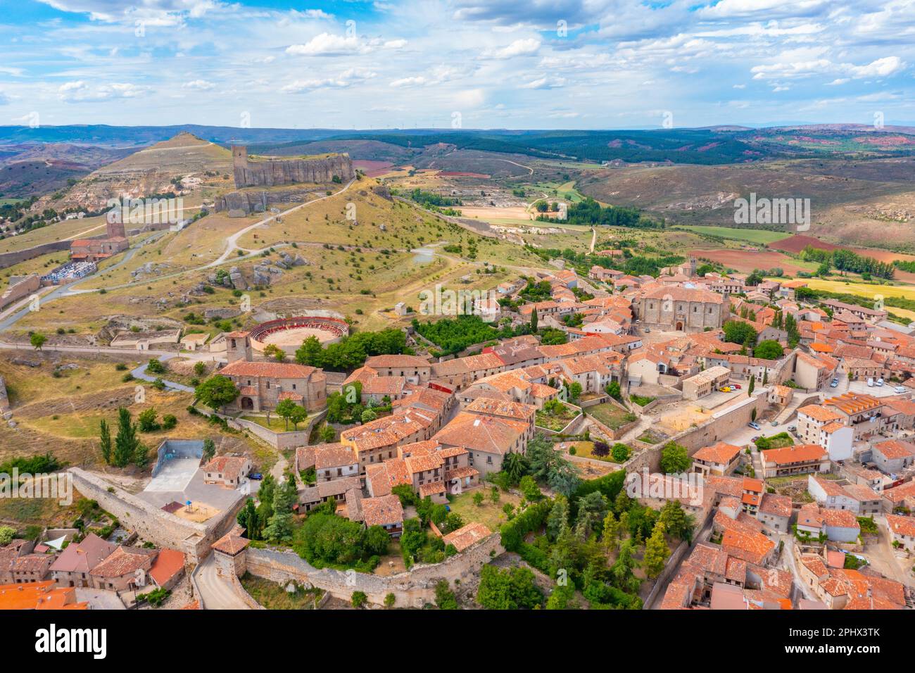 Aerial view of Spanish town Atienza Stock Photo - Alamy
