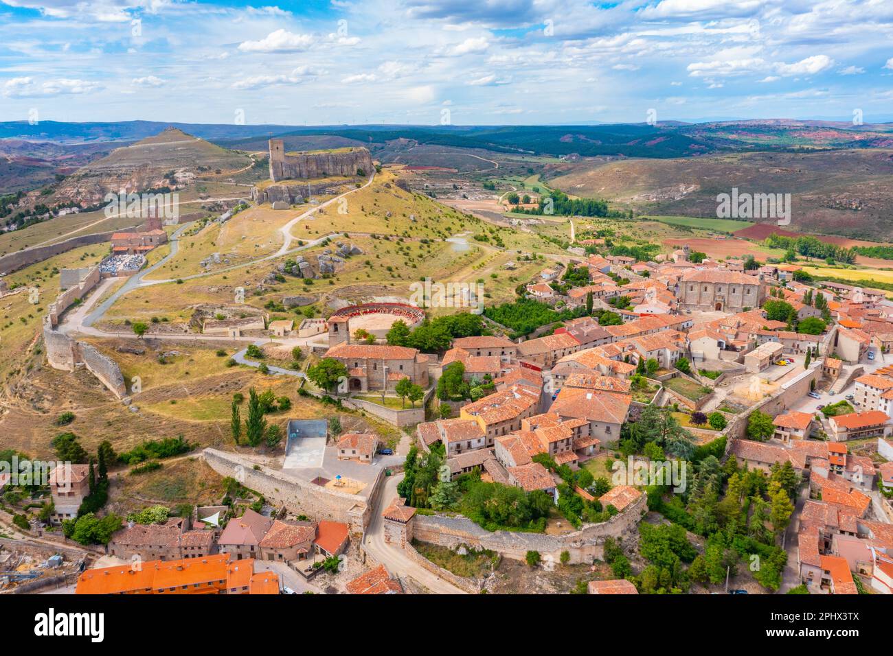 Aerial view of Spanish town Atienza Stock Photo - Alamy