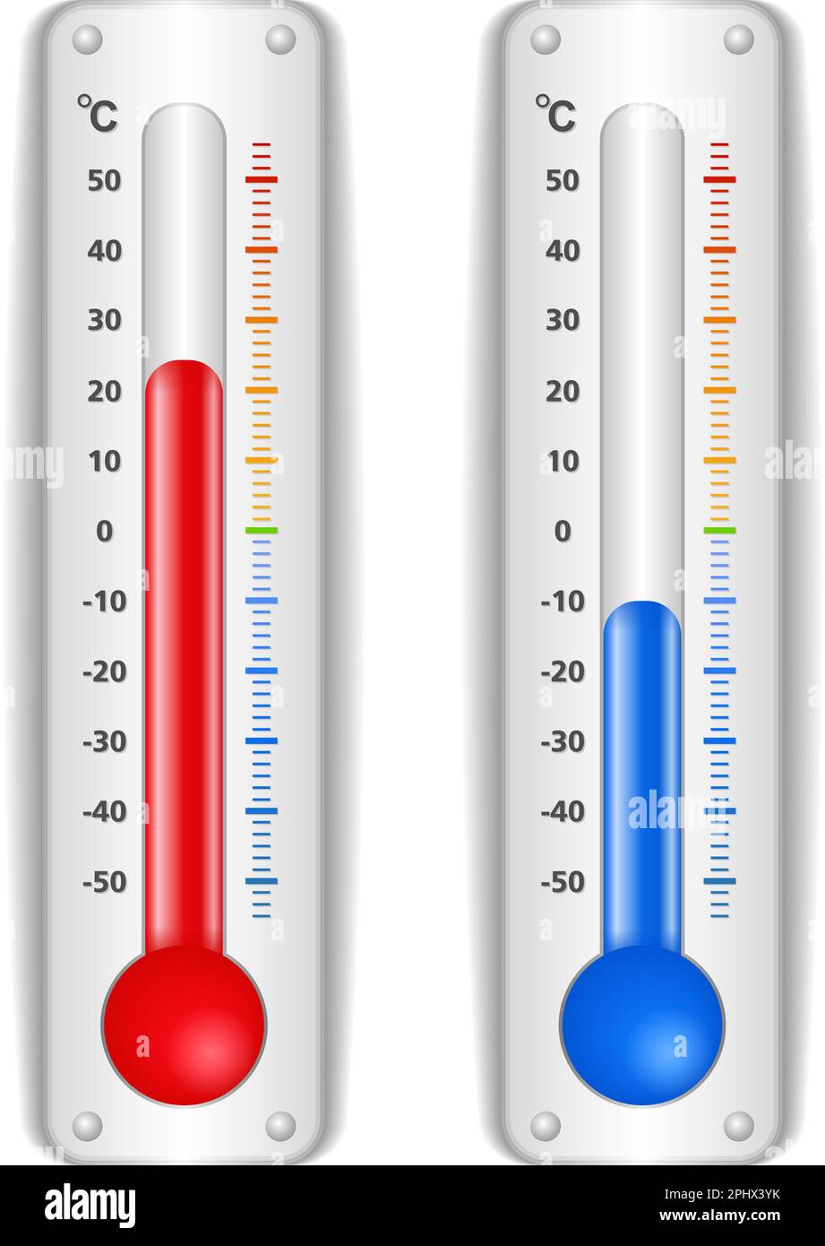 Two thermometers on white background, vector eps10 illustration Stock ...