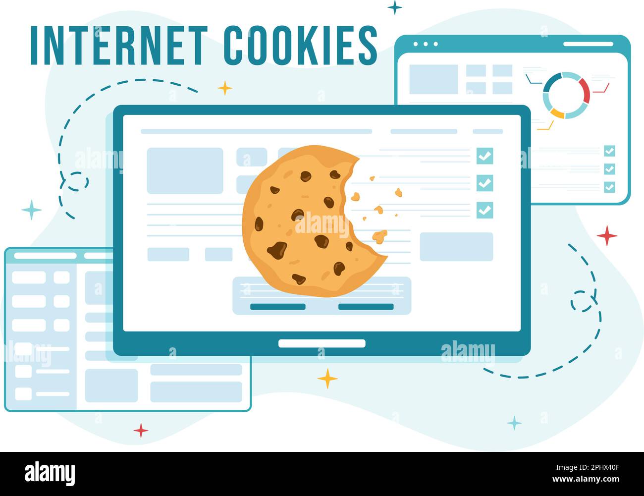Internet Cookies Technology Illustration with Track Cookie Record of ...