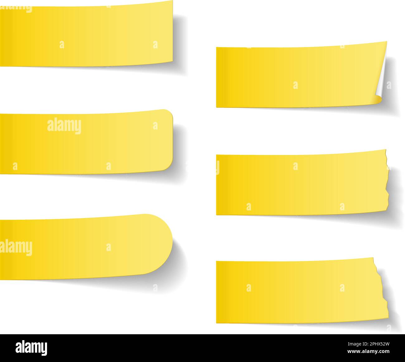 Set pf yellow sticky papers isolated on white background, vector eps10 ...