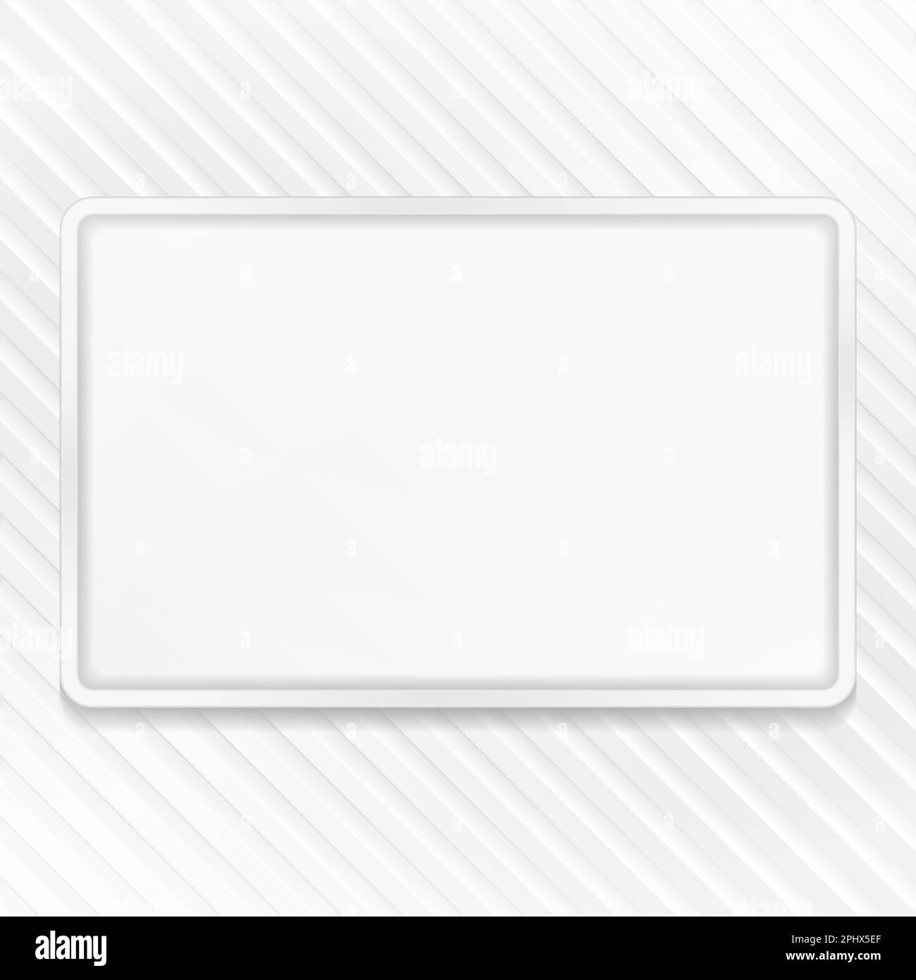 Blank white frame on white striped background, vector eps10 ...
