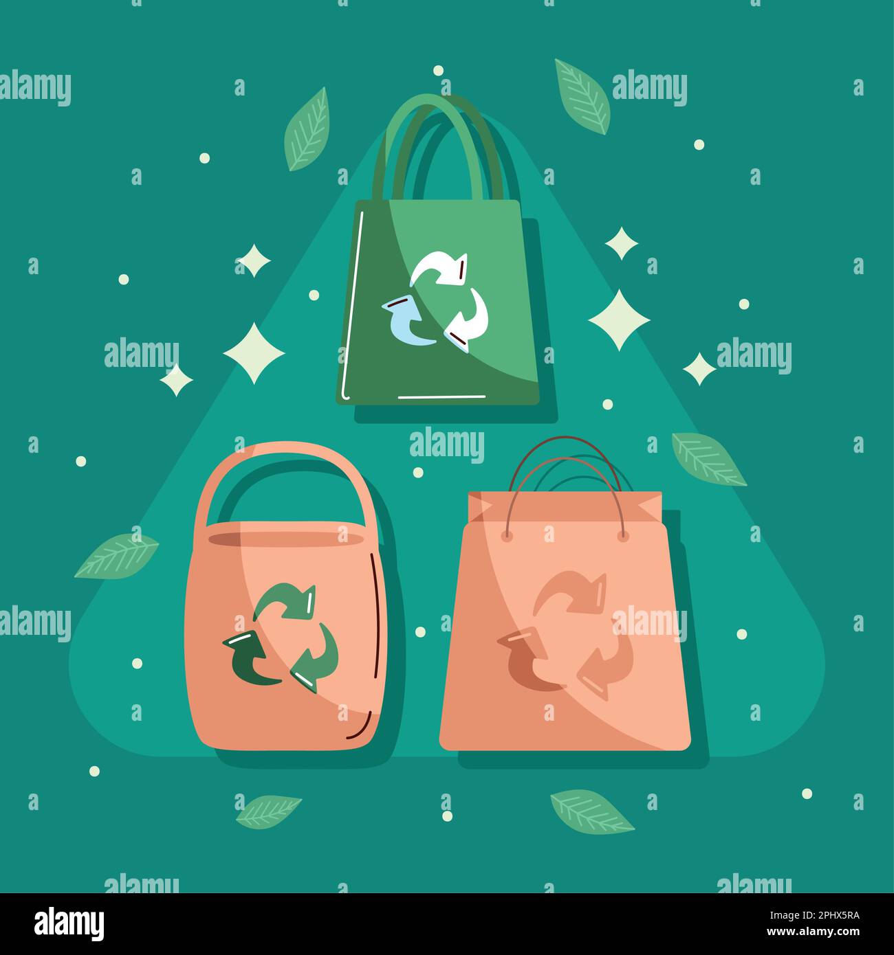 eco friendly sack and bags with recycle arrows Stock Vector Image & Art ...