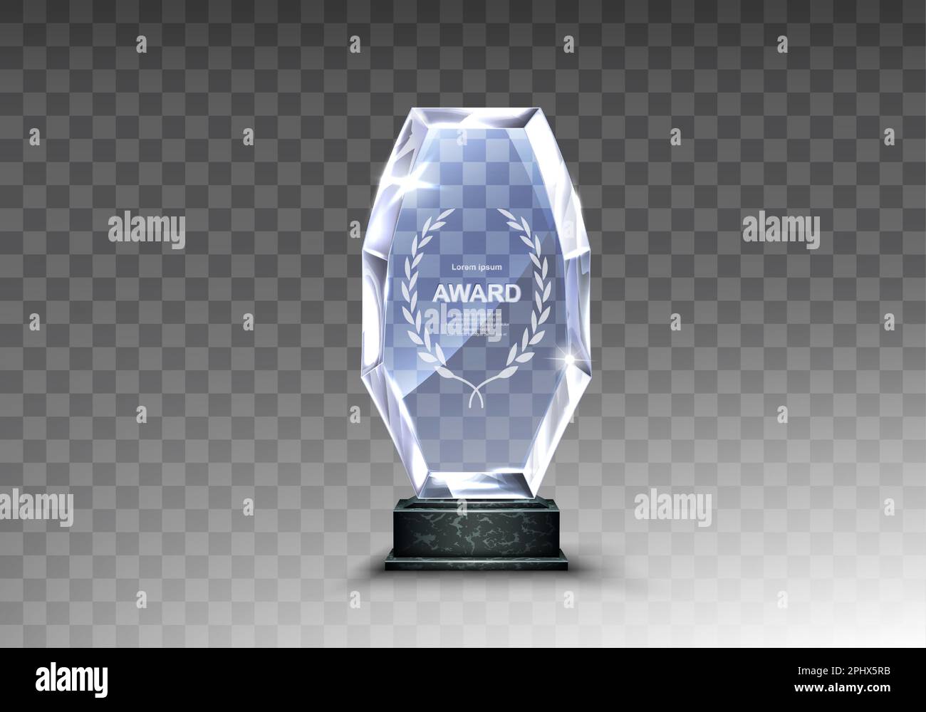 Glass award trophy or winner prize realistic vector illustration ...