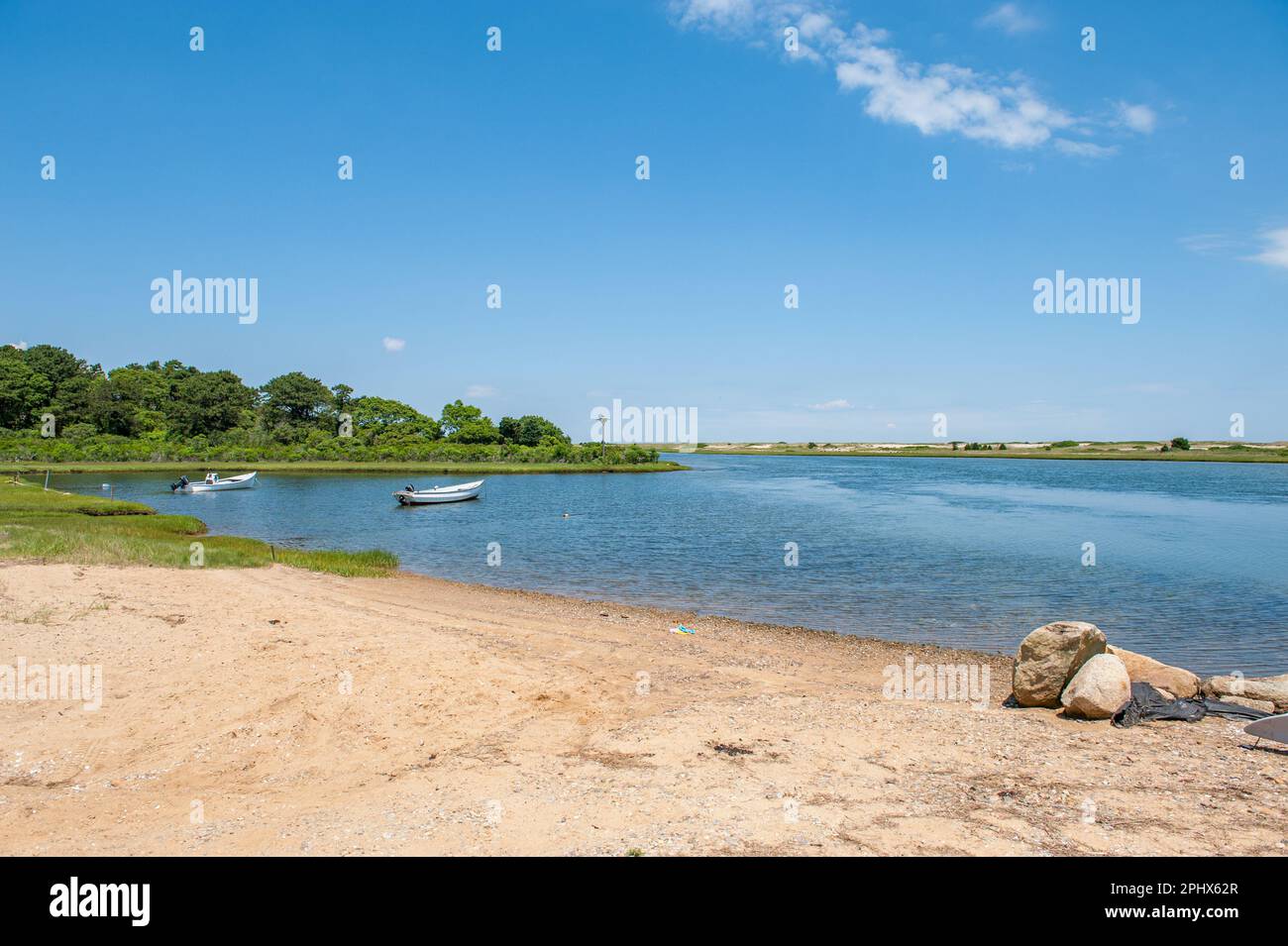 Landscape around Pocha Pond during summer in Chappaquiddick Island, MA ...