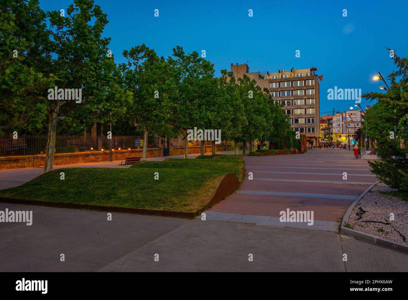 Night view of Alameda de Cervantes park in Soria, Spain Stock Photo - Alamy