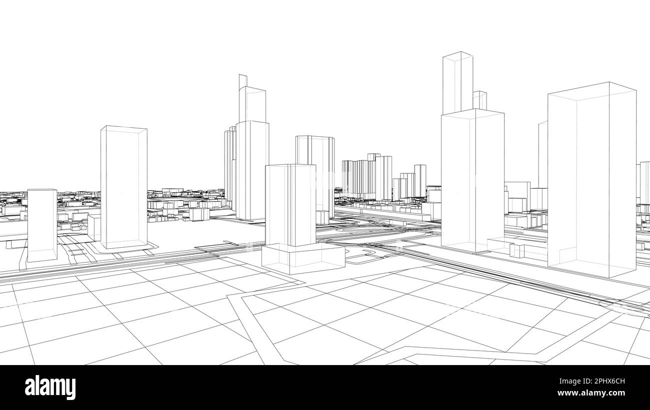 Outline City Concept Vector Wire Frame Style Stock Vector Image And Art Alamy