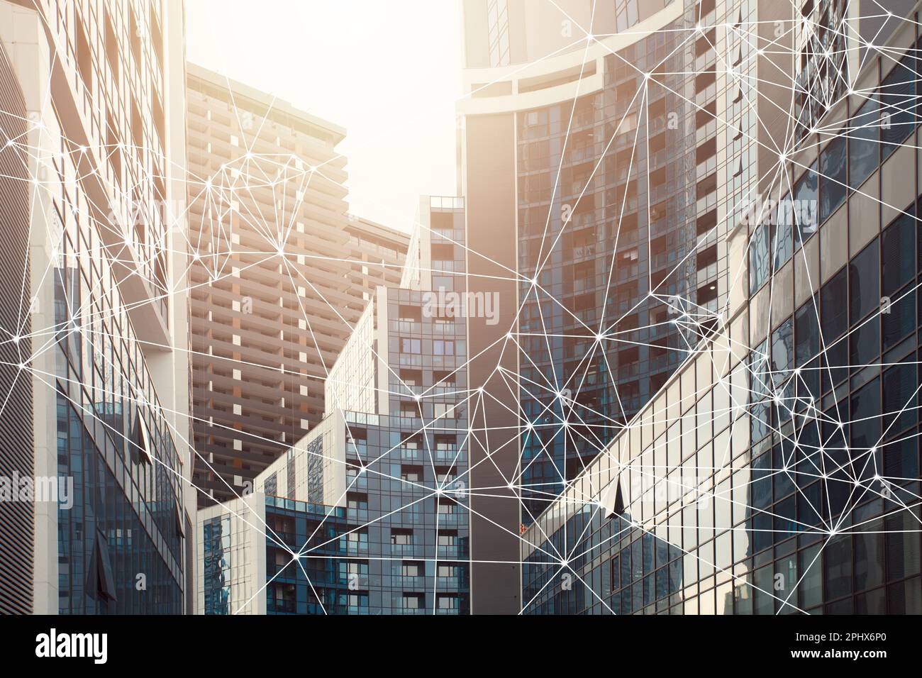 buildings with communication lines in big world Stock Photo - Alamy