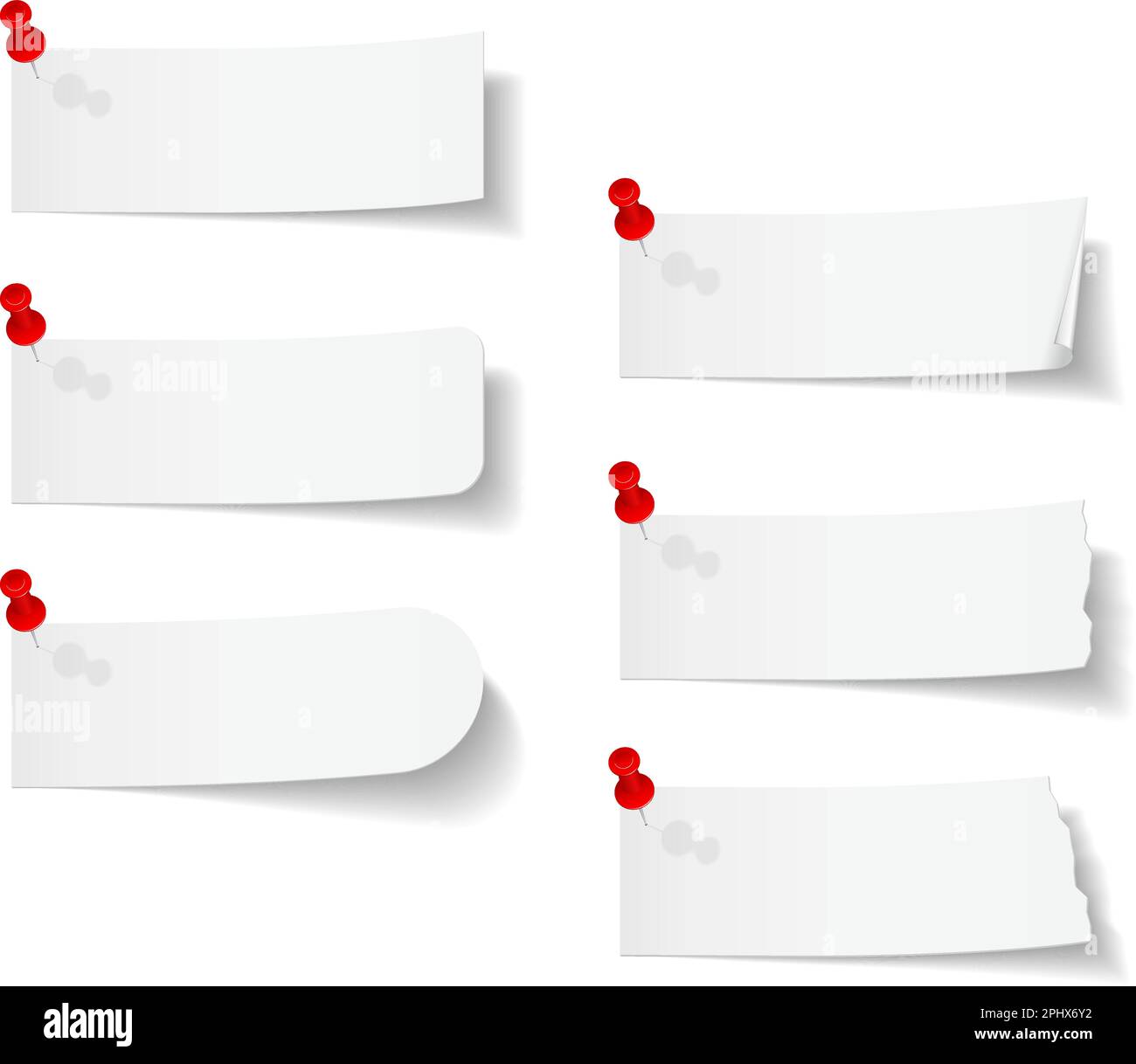 Blank white paper with push pins on white background, vector eps10 ...
