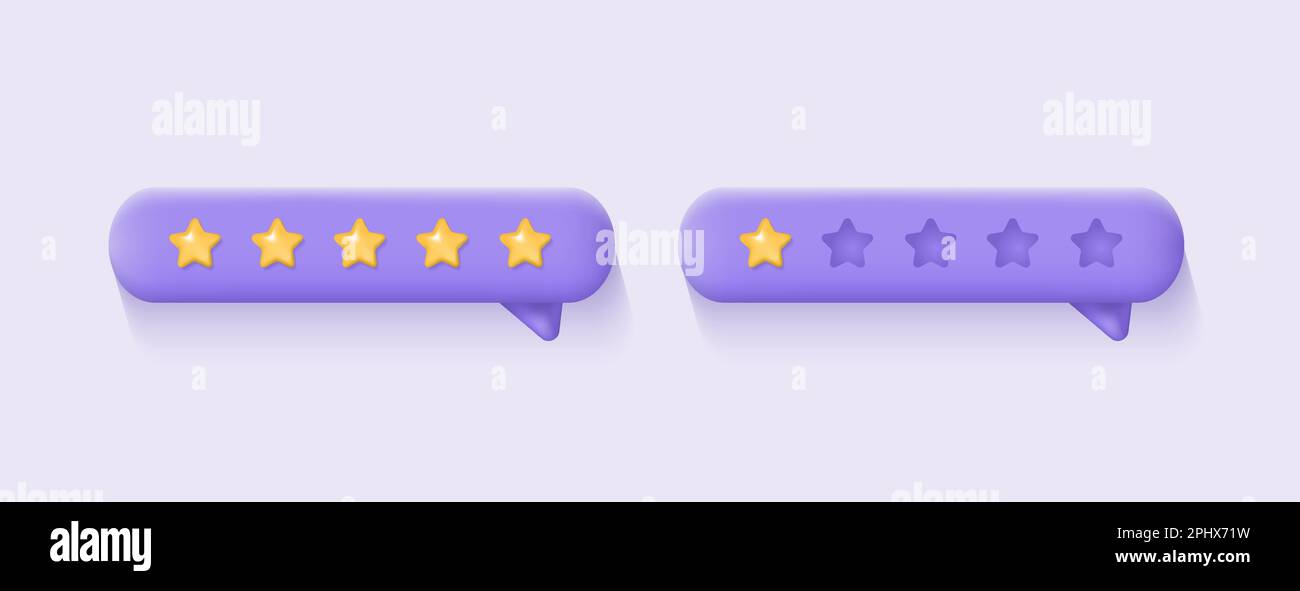 3d customer review. Feedback from clients concept. Low and high stars ...