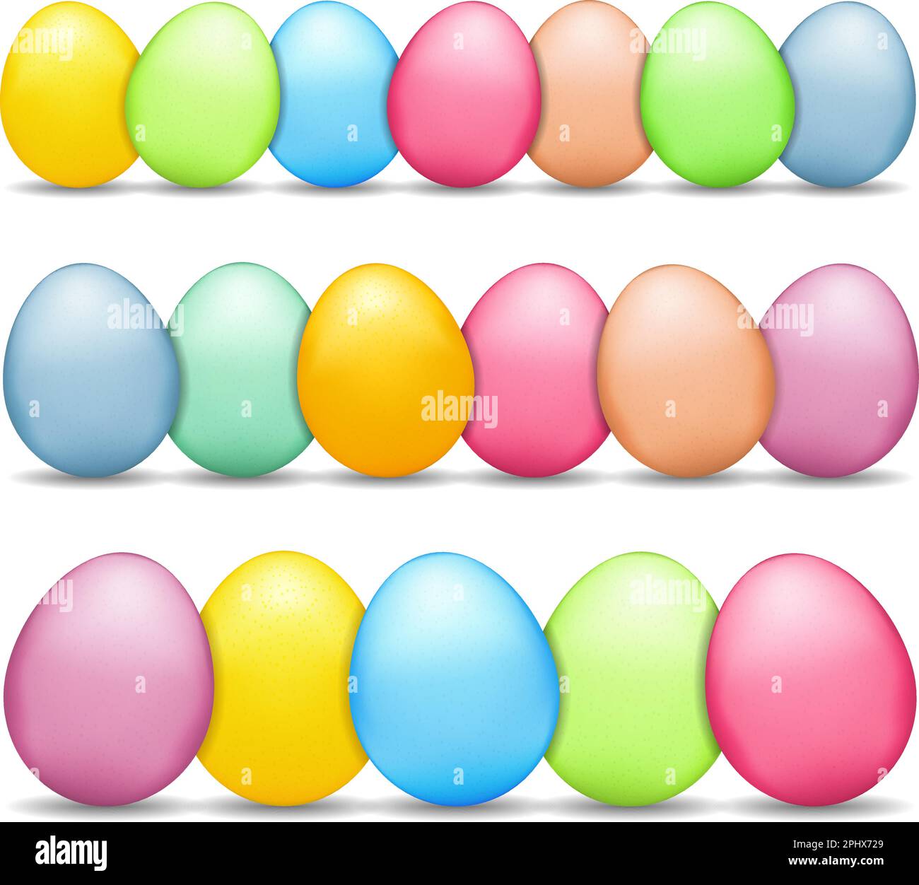 Colored easter eggs standing on white background, vector eps10 ...