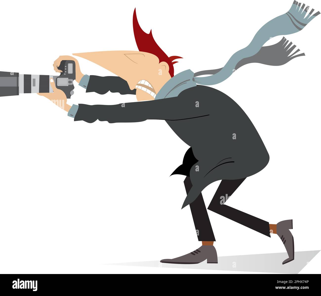 Man a photographer illustration. Young man with a camera making photo ...