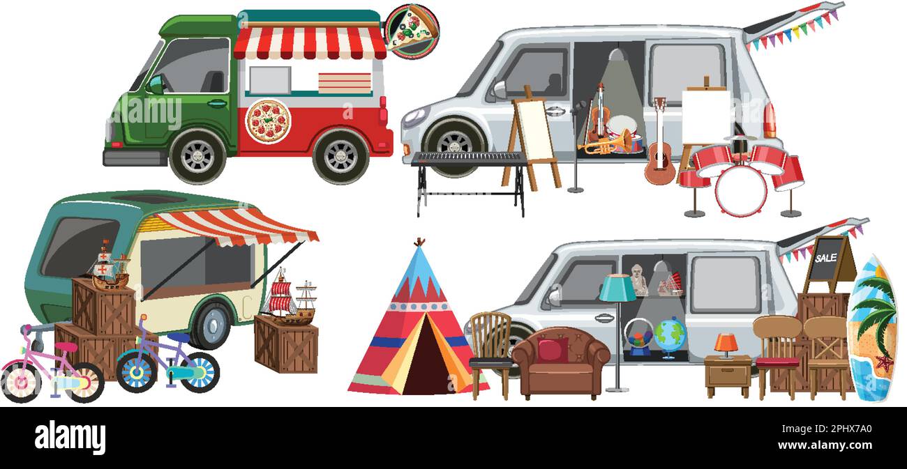 Set of flea market and shop element illustration Stock Vector Image ...