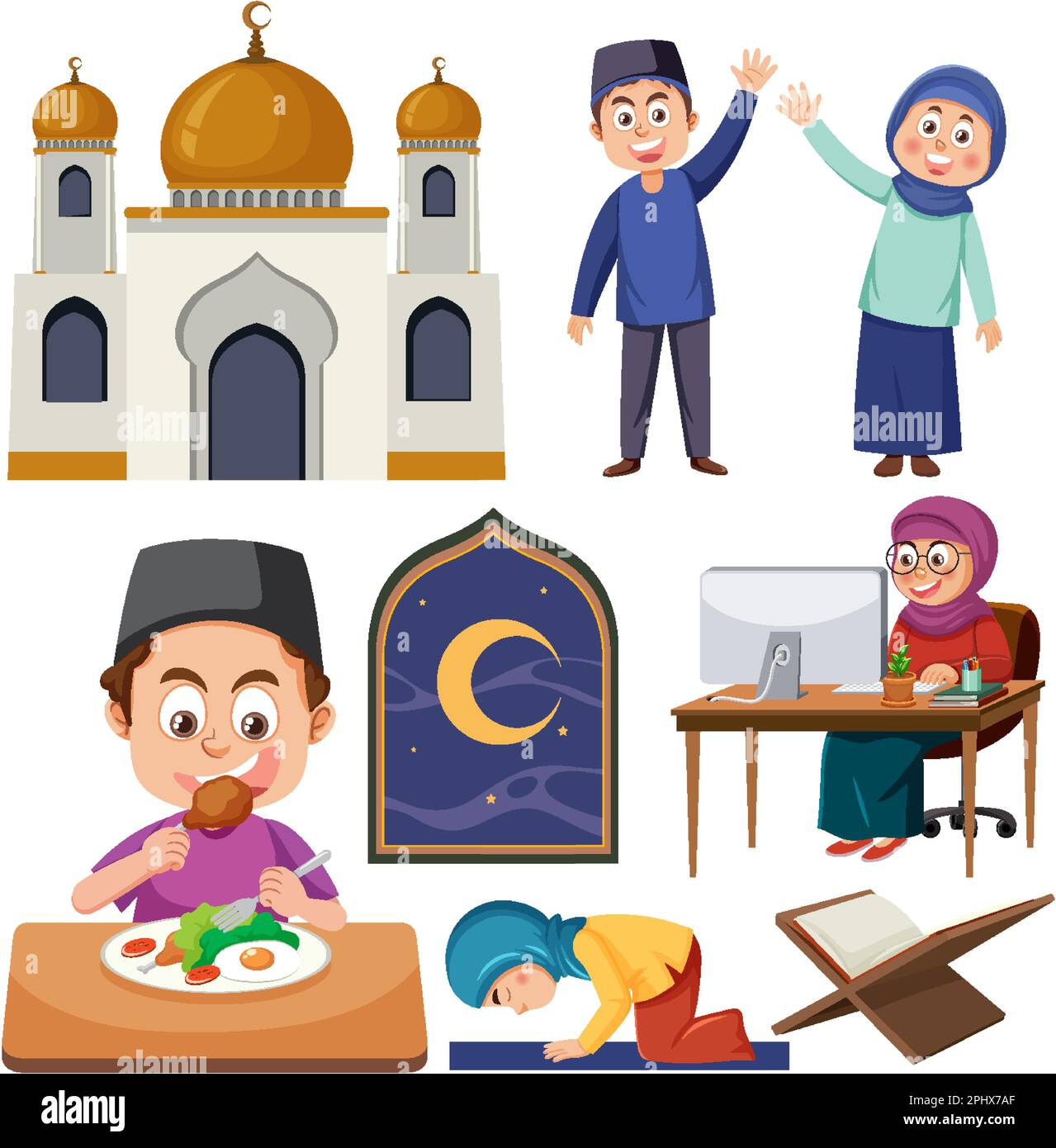 Muslim cartoon characters set illustration Stock Vector Image & Art - Alamy