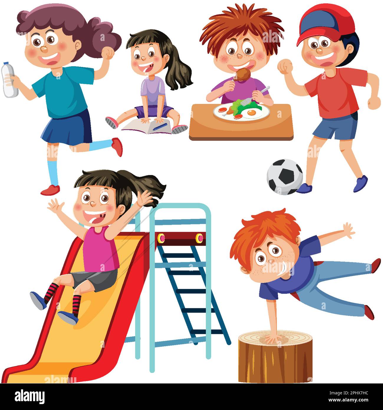 Set of children cartoon at playground illustration Stock Vector Image ...