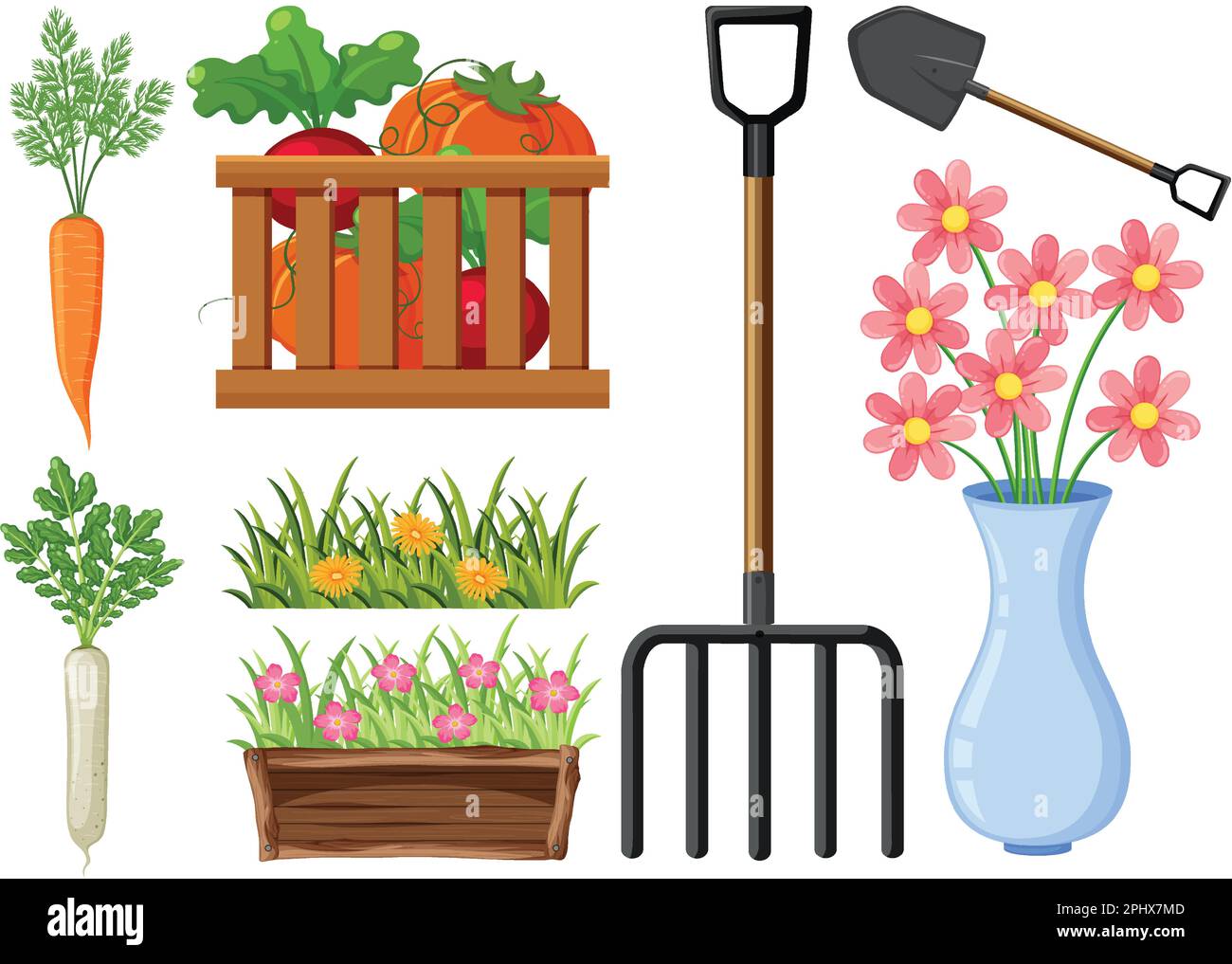 Set of plant and gardening tools and equipment illustration Stock ...