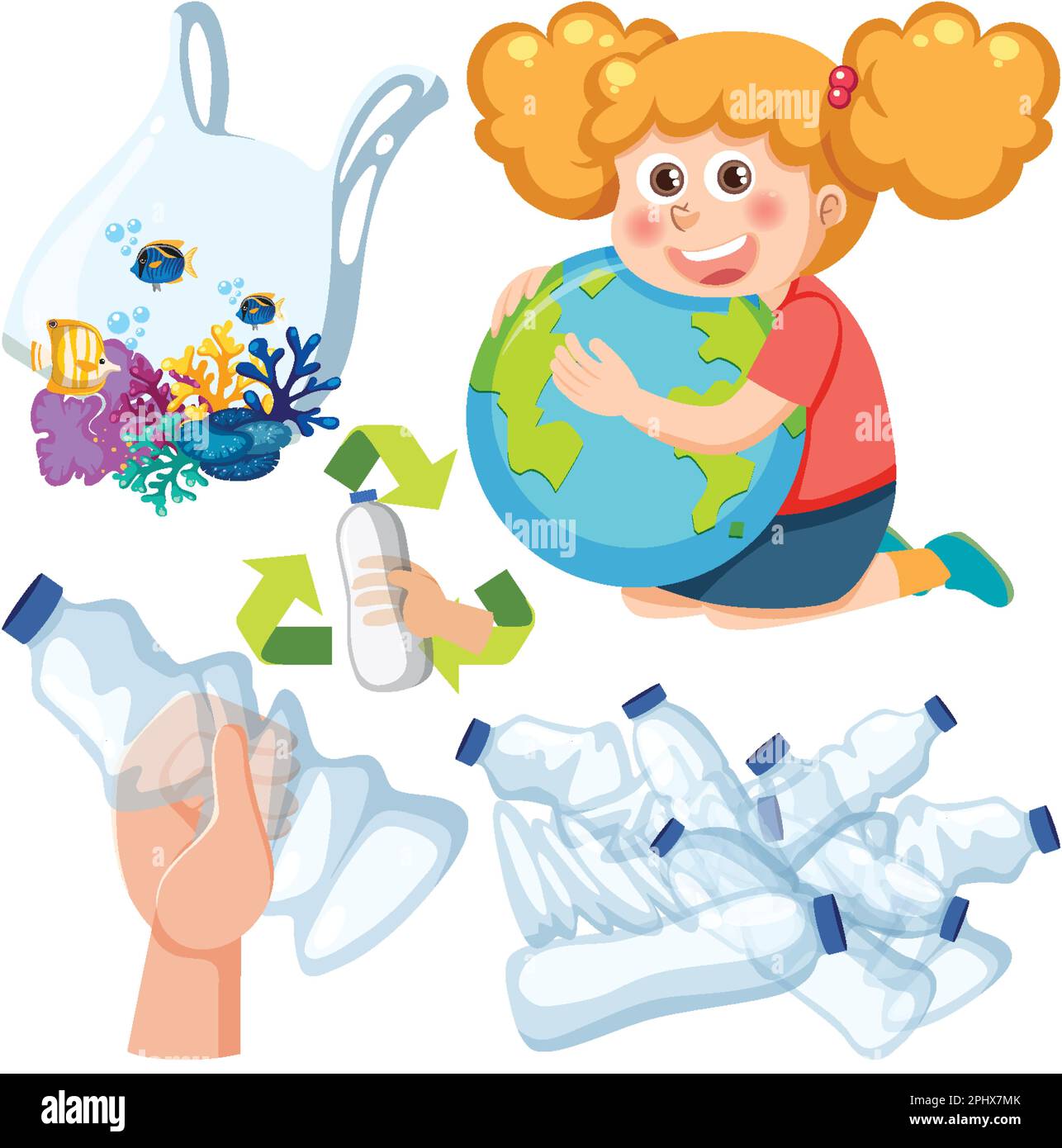 Sorting plastic bottles for recycling concept illustration Stock Vector ...