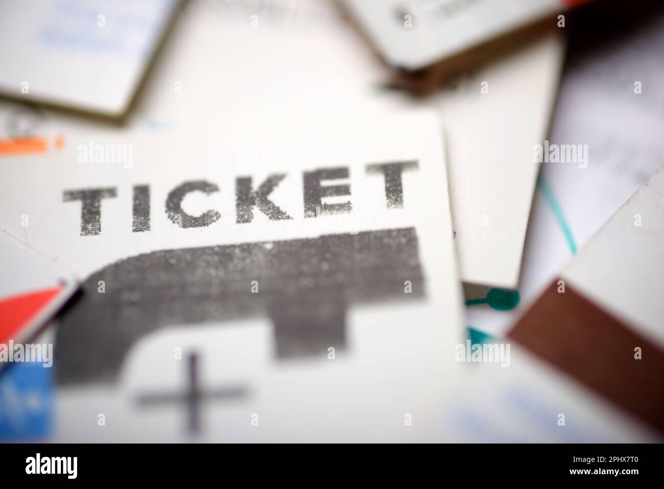 Tickets for use on public transportation piled up in piles Stock Photo ...