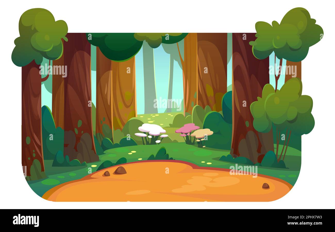 Cartoon summer park, forest glade. isolated on white Vector ...