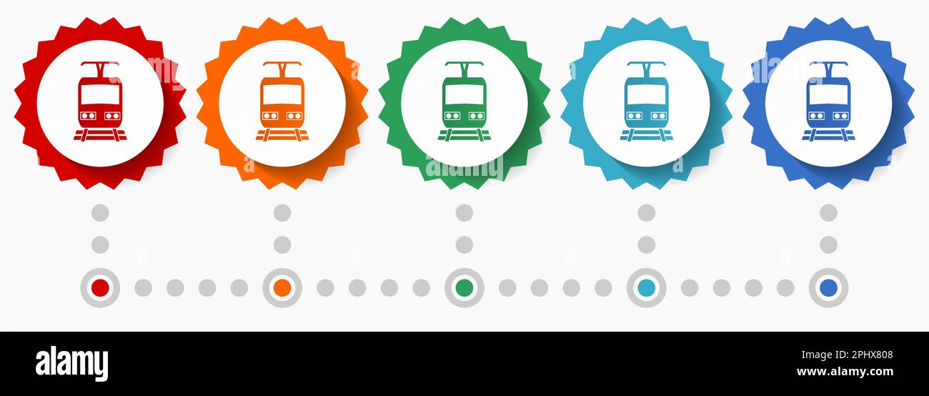 Subway, metro, train vector icon set, colorful infographic template ...