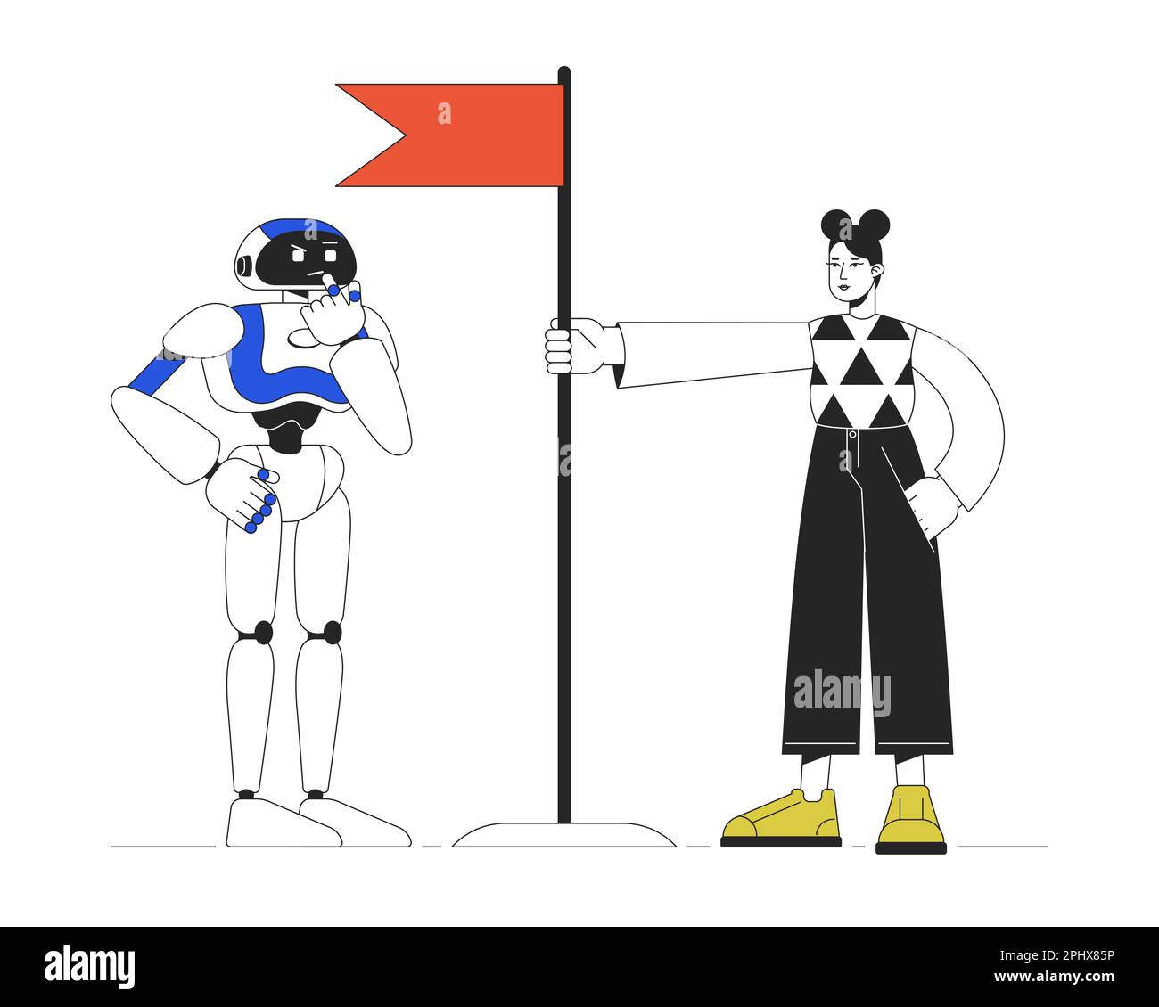 AI bot training line concept vector spot illustration Stock Vector ...