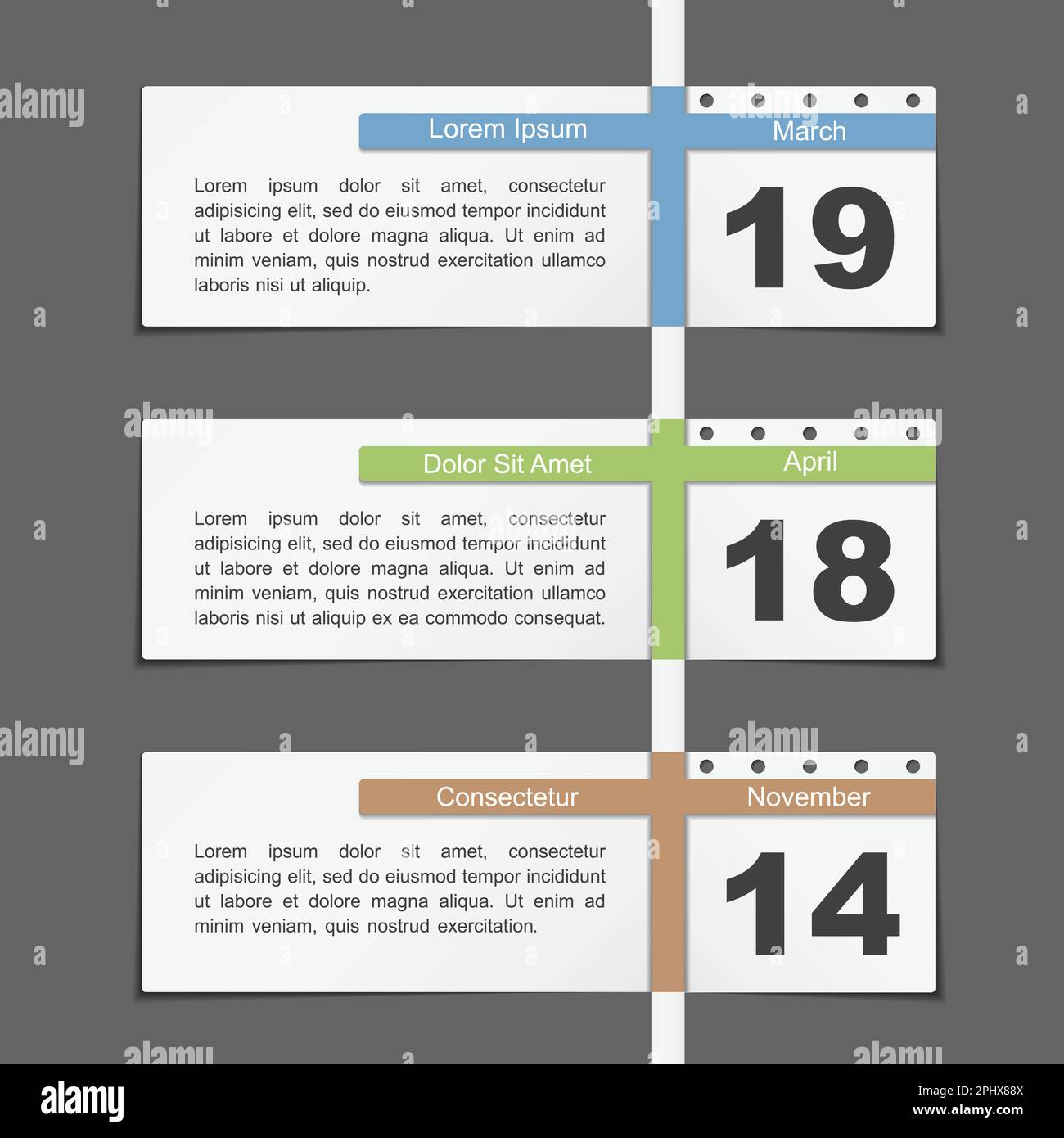 Timeline design template with calendar dates, vector eps10 illustration ...