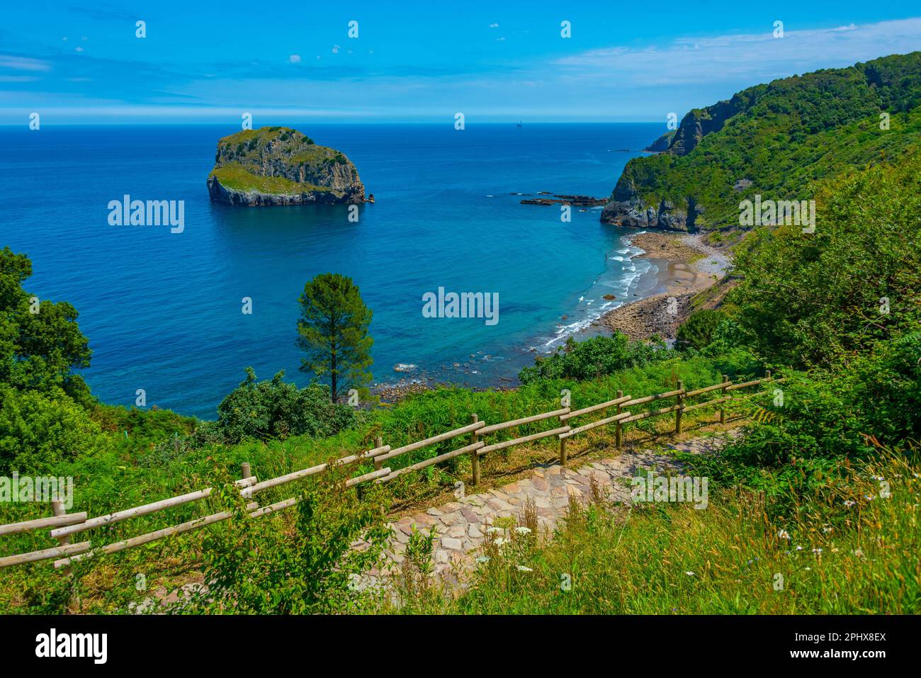 Akatxa irla island near San Juan de Gaztelugatxe church, Spain Stock ...