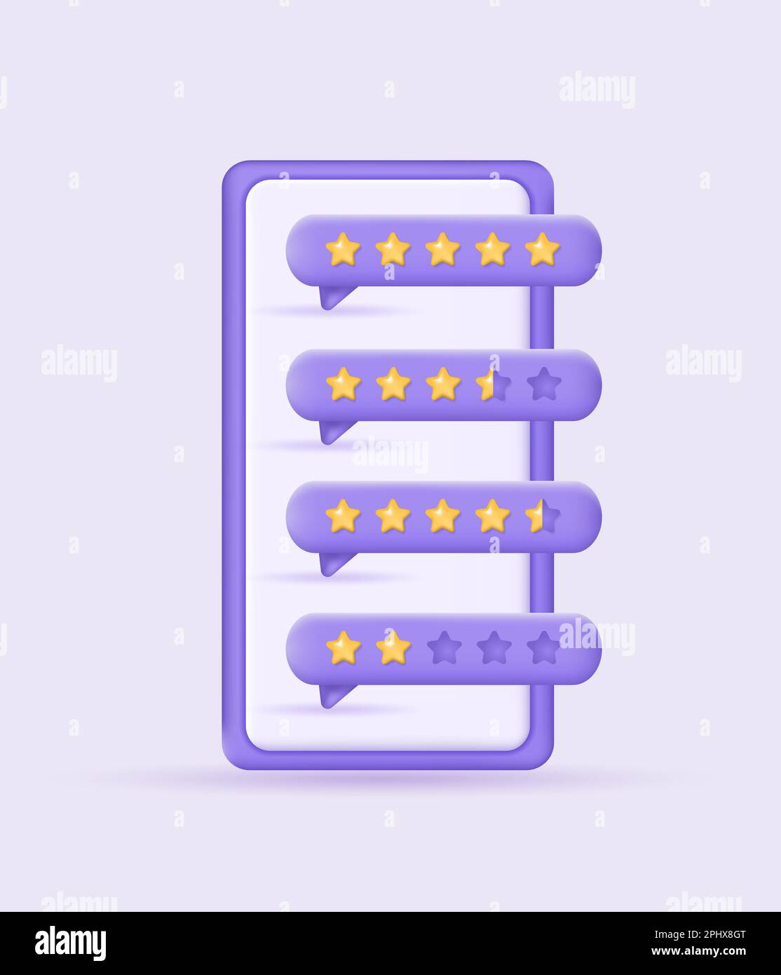 3d customer review concept. Smartphone with feedback from clients. Low ...