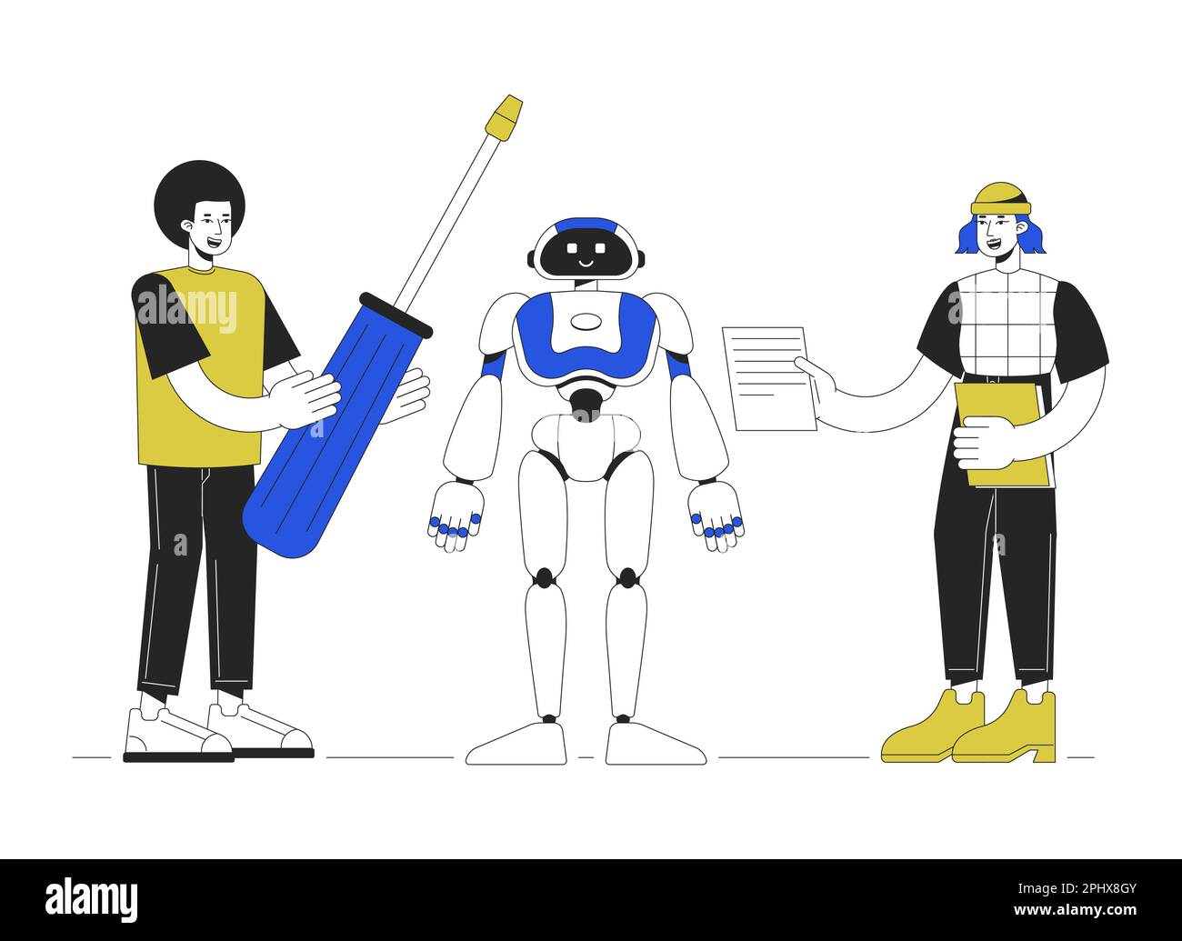 Building humanoid robot line concept vector spot illustration Stock ...