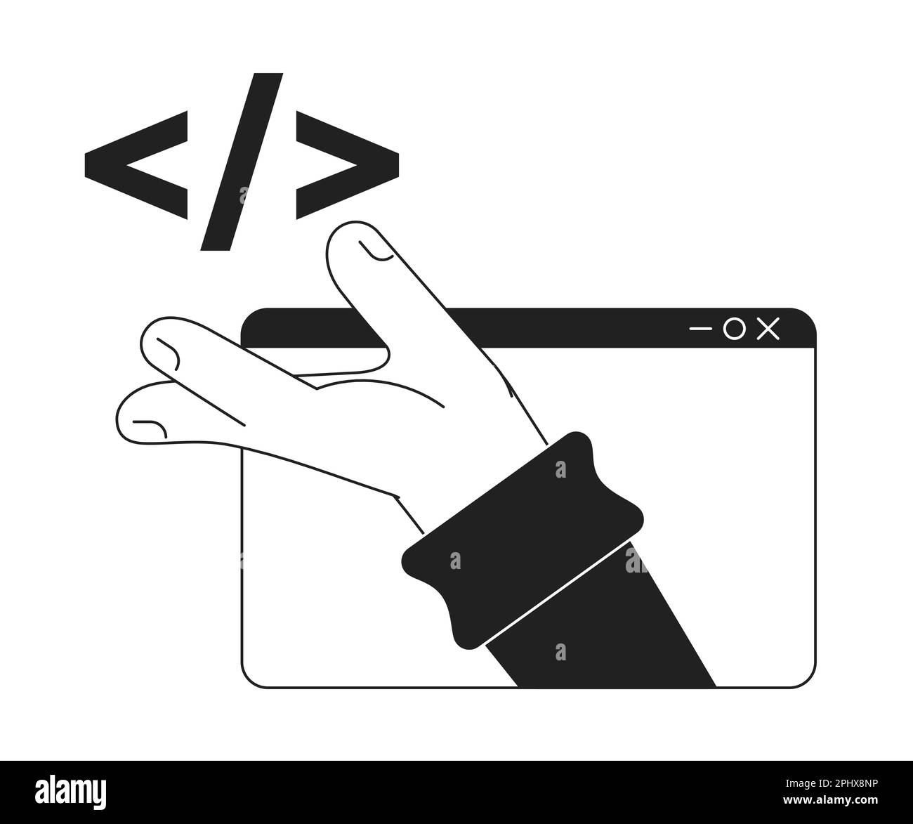 Source Code Of Website Black And White Concept Vector Spot Illustration Stock Vector Image And Art