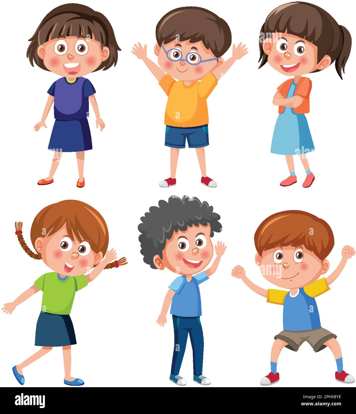 Happy Children Cartoon Characters Set illustration Stock Vector Image ...