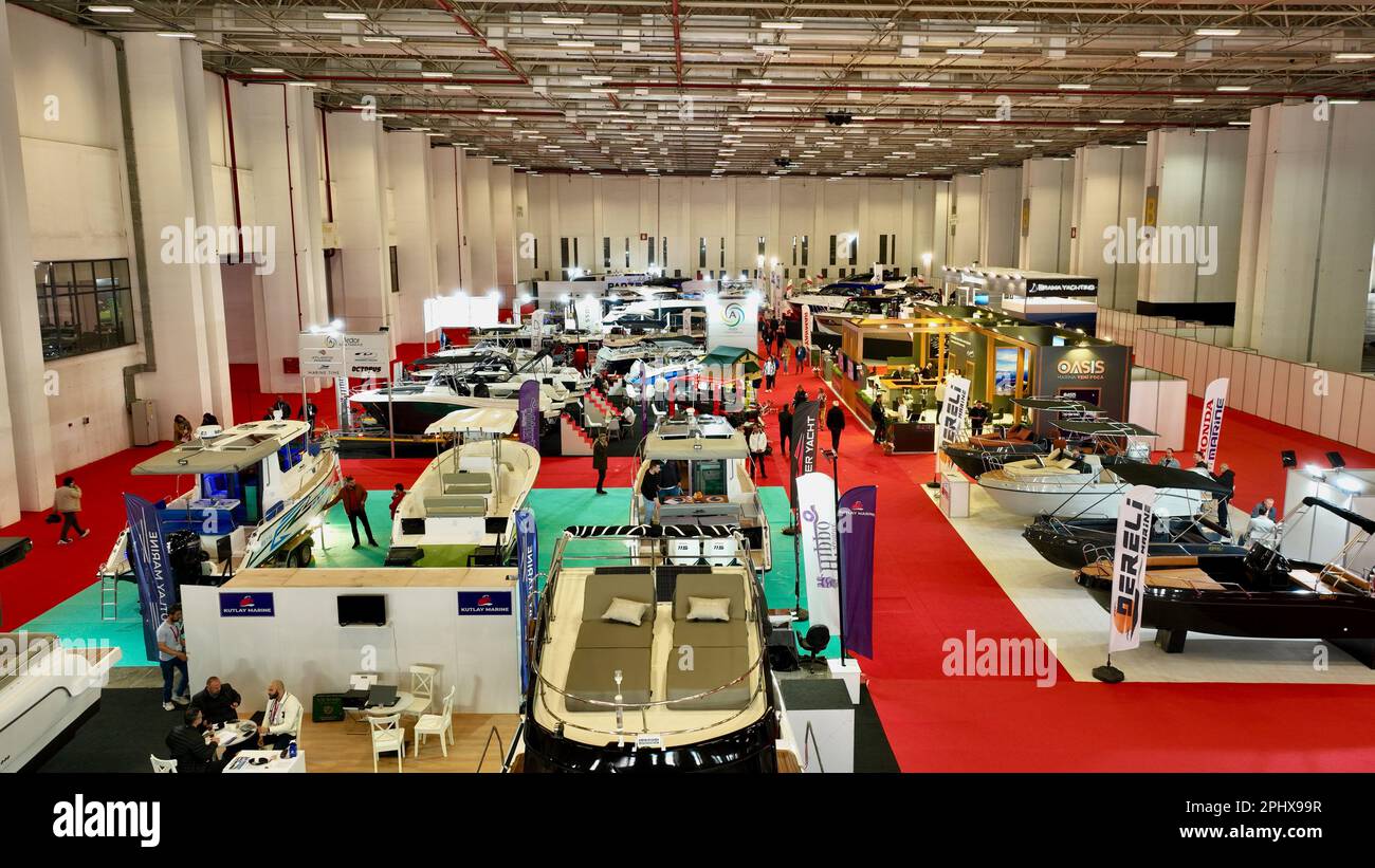 Aerial footage of MAST (Marine Saloon Trade) Boat, Boat Equipment and ...